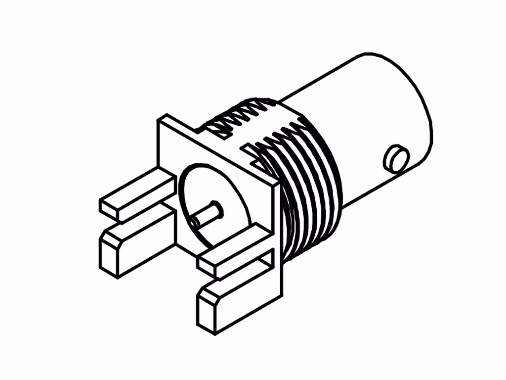 BNC Jack, Straight, PCB Receptacle, Through Hole, Brass Body, Nickel (Ni) Plated, 3 Ghz, One Piece Per Bag, 75 Ohms