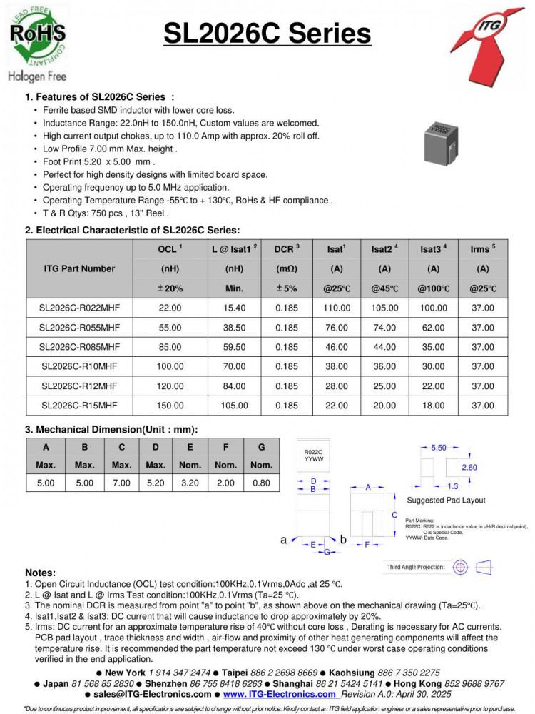 SL2026C datasheet page 1