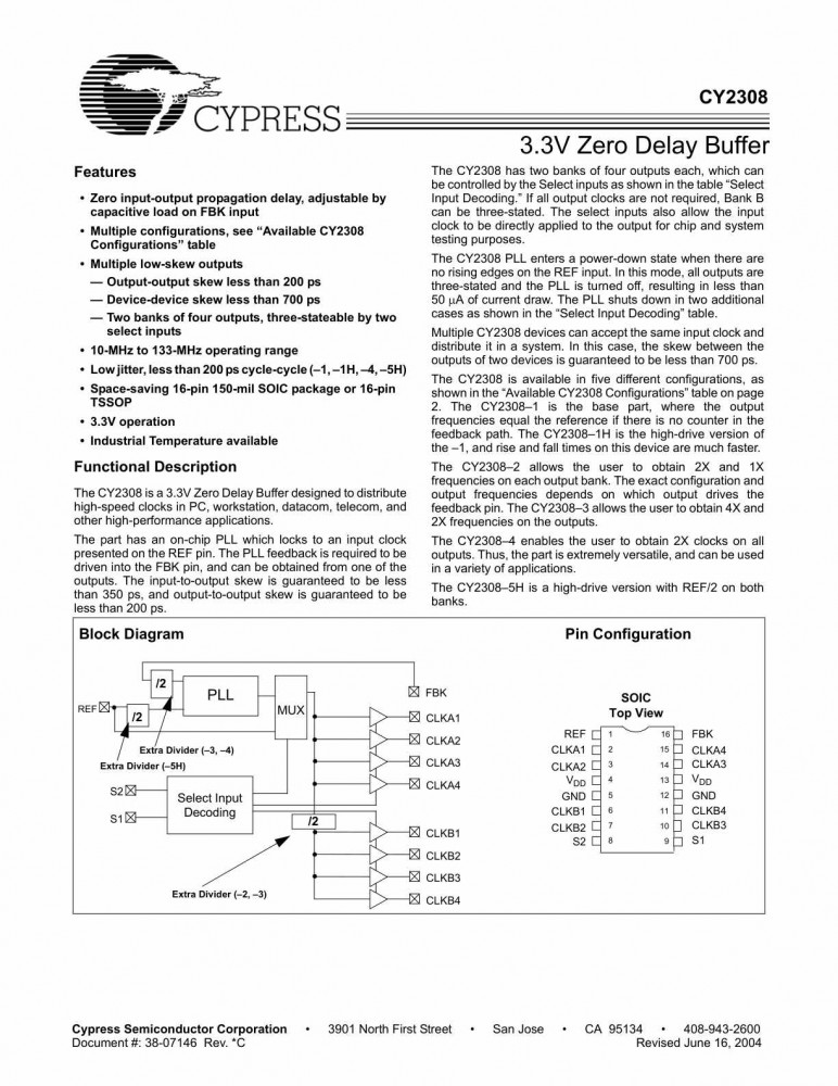 CY2308 datasheet page 1