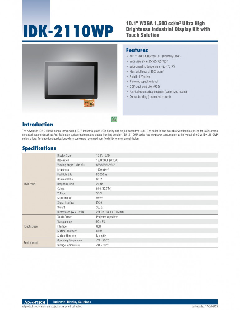 IDK-2110W technical document, page 1