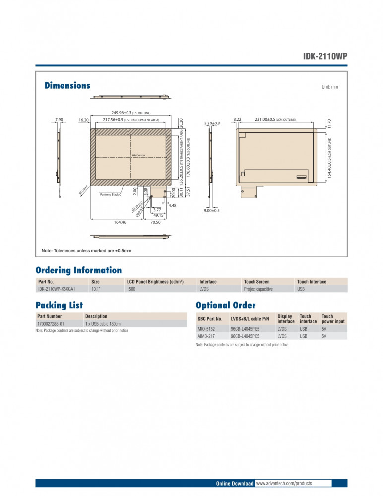 IDK-2110W technical document, page 2