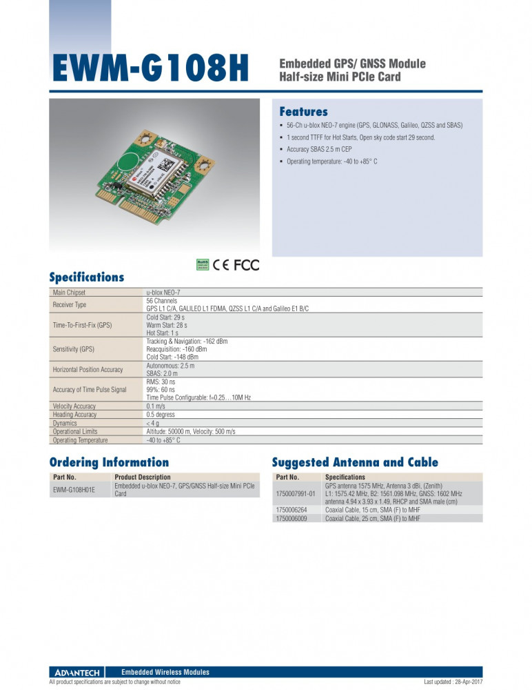 ADVANTECH EWM-G108H01E product datasheet page