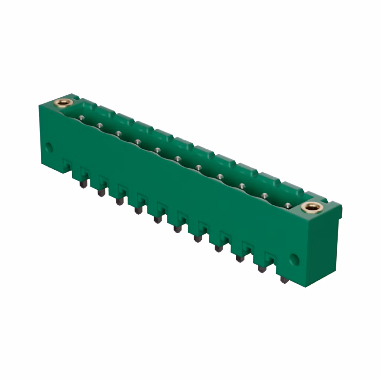 5.00mm Pitch Eurostyle Vertical PCB Header, with Threaded Retention Inserts, Green Housing, 11 Circuits for sale
