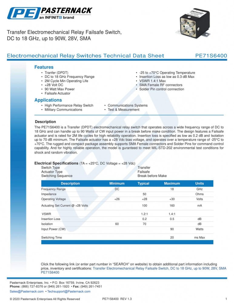 PE71S6400 datasheet page 1