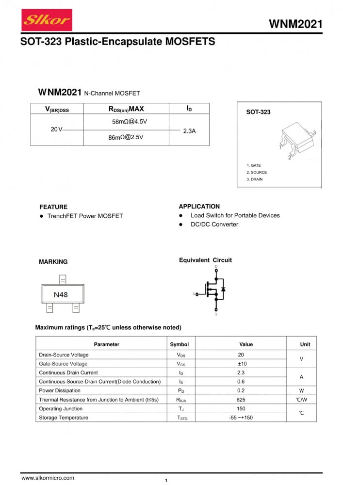 WNM2021 datasheet page 1