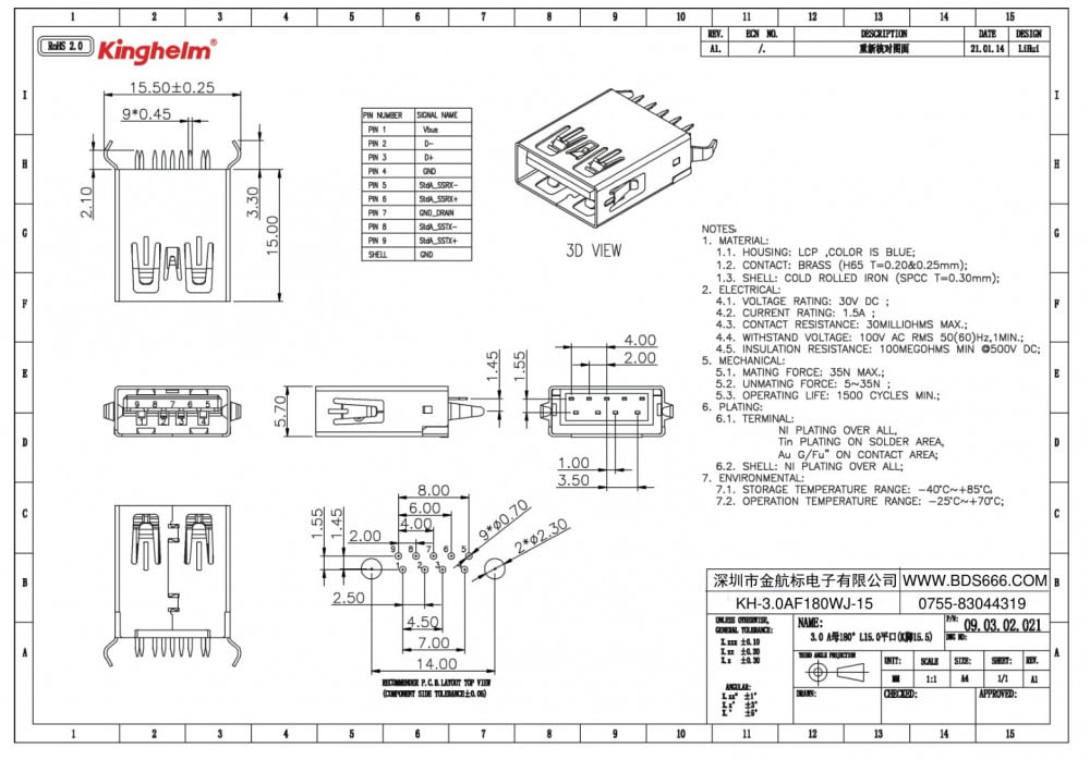 KH-3.0AF180WJ-15 Kinghelm mechanical drawing