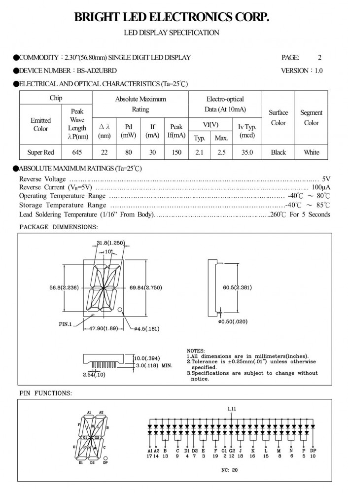BS-AD2UBRD product specification page preview