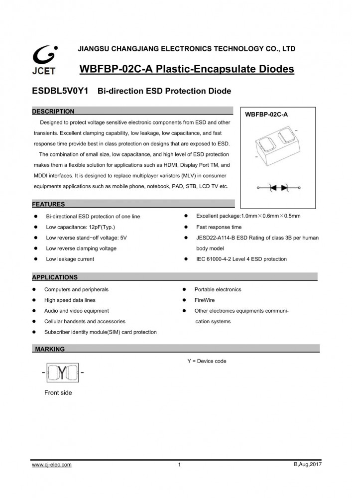 ESDBL5V0Y1 datasheet page 1