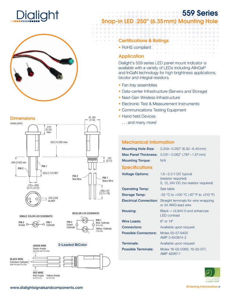 559 Series product documentation page 1