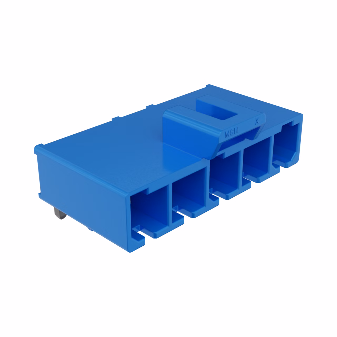 Mega-Fit ColorLock Right-Angle Header, 5.70mm Pitch, Single Row, 5 Circuits, Matte Tin (Sn) Plating, Glow-Wire Capable, Tray, Blue for sale