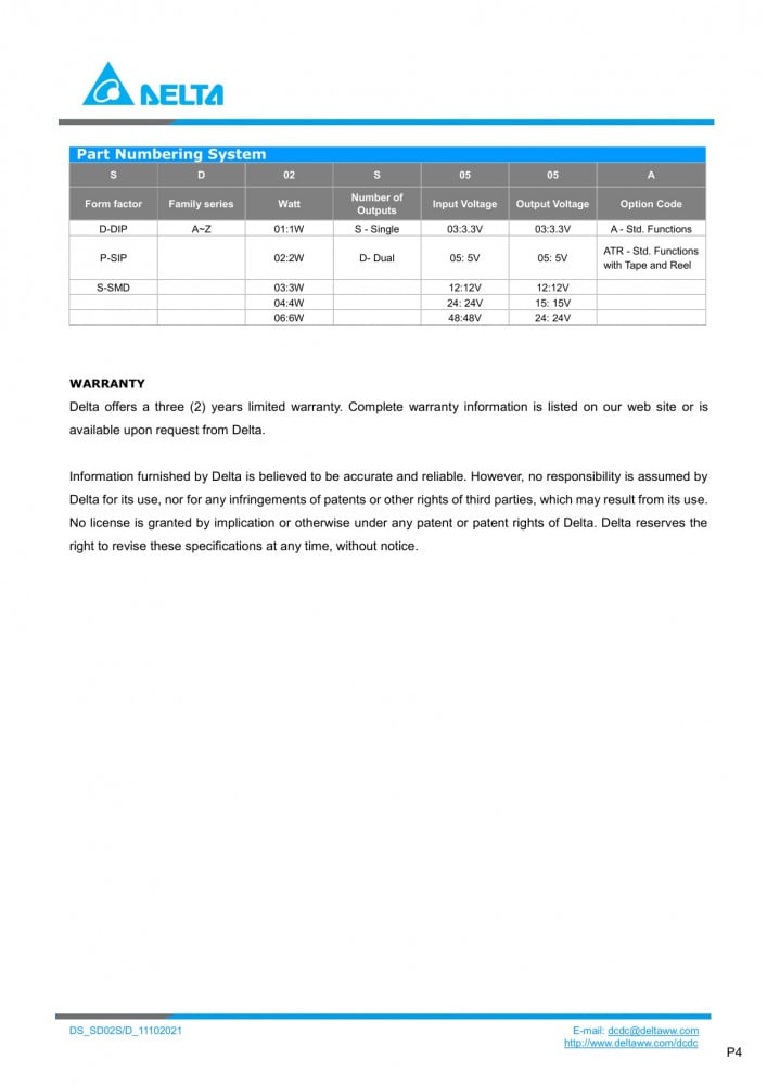 DELTA SD02S2403A datasheet page 4