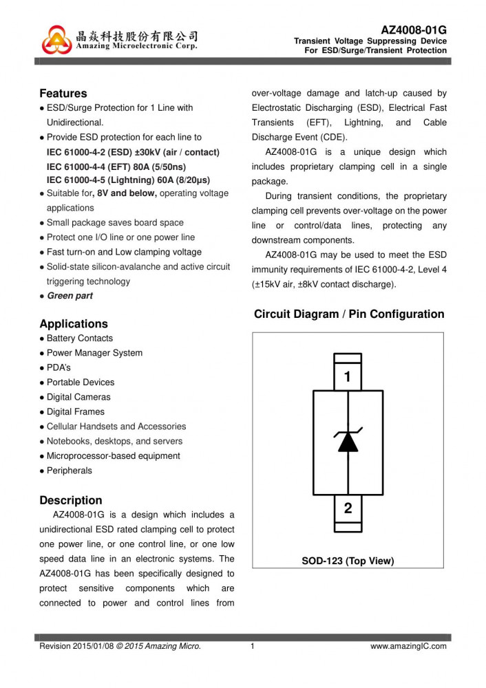 AZ4008-01G datasheet page 1