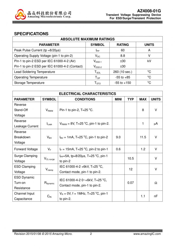 AZ4008-01G datasheet page 2