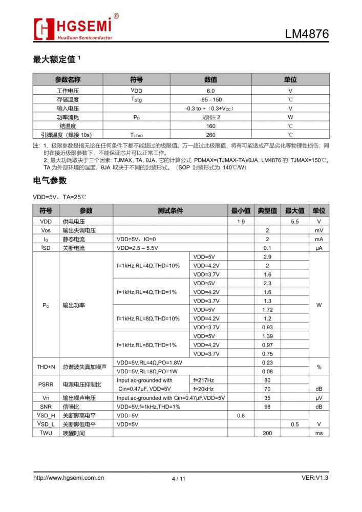 LM4876M/TR datasheet page 4