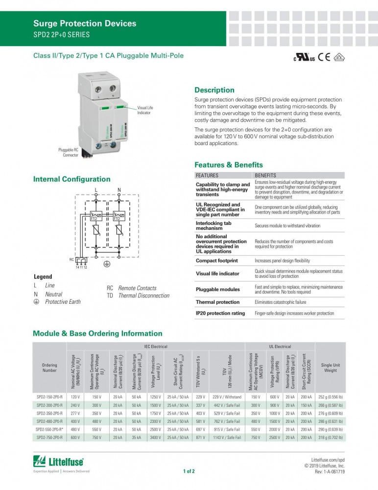 Littelfuse SPD2 series technical document page 1