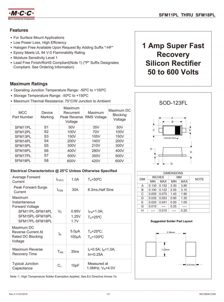 SFM14PL-TP datasheet page 1