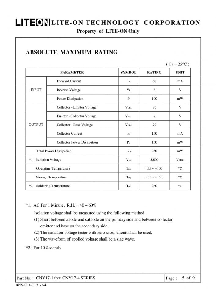 CNY17-1 datasheet page 5