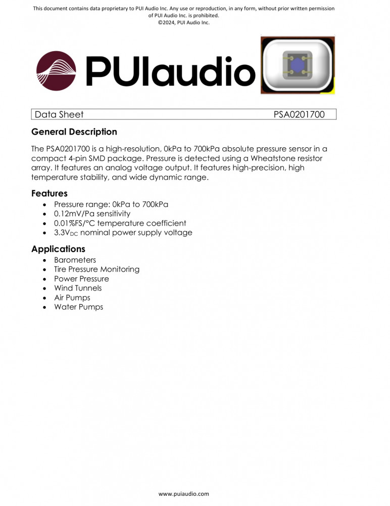 PSA0201700 datasheet page 1