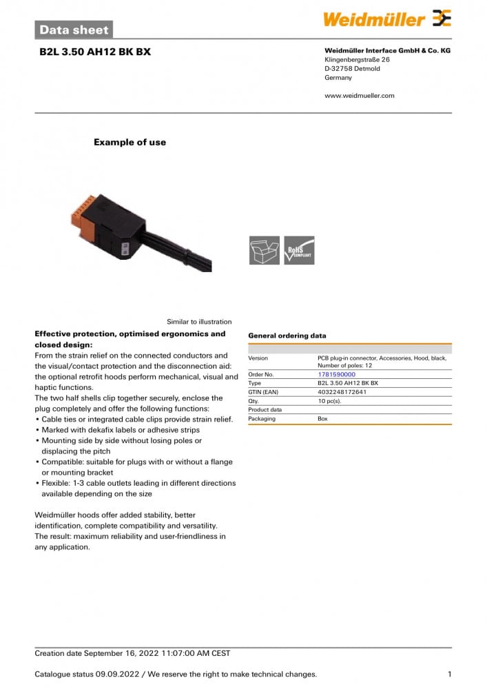 WEIDMULLER 1781590000 technical document page 1