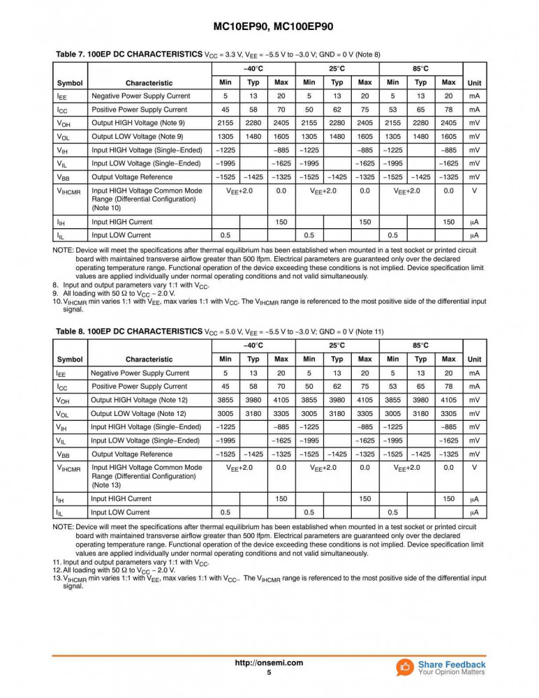 MC100EP90 technical document page 5
