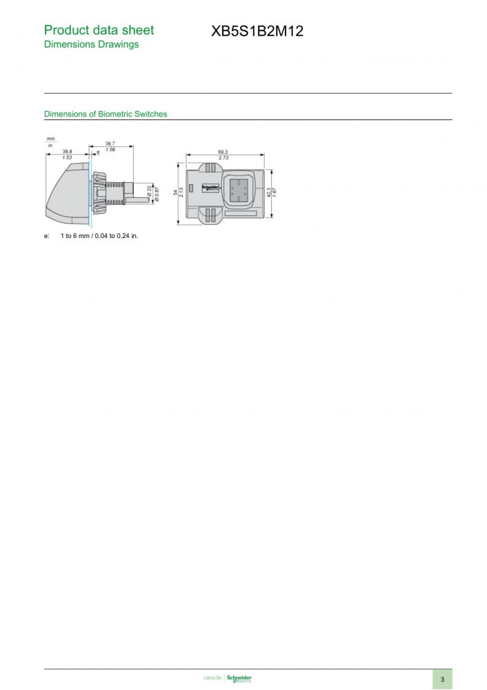 XB5S1B2M12 technical document page 3