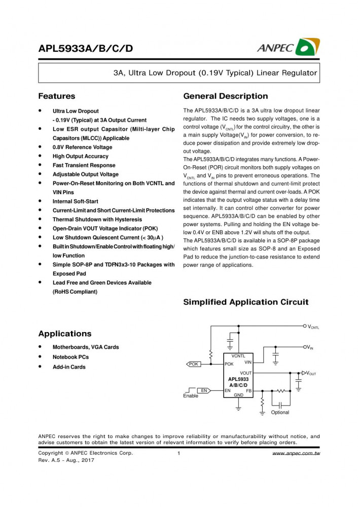 APL5933C datasheet page 1