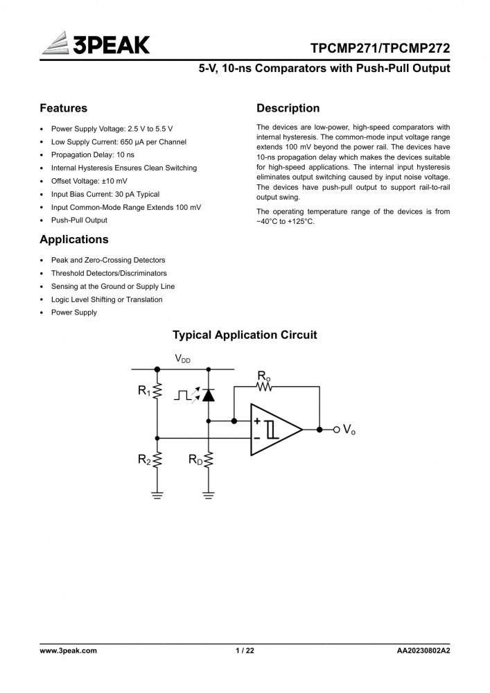 TPCMP271 datasheet page 1
