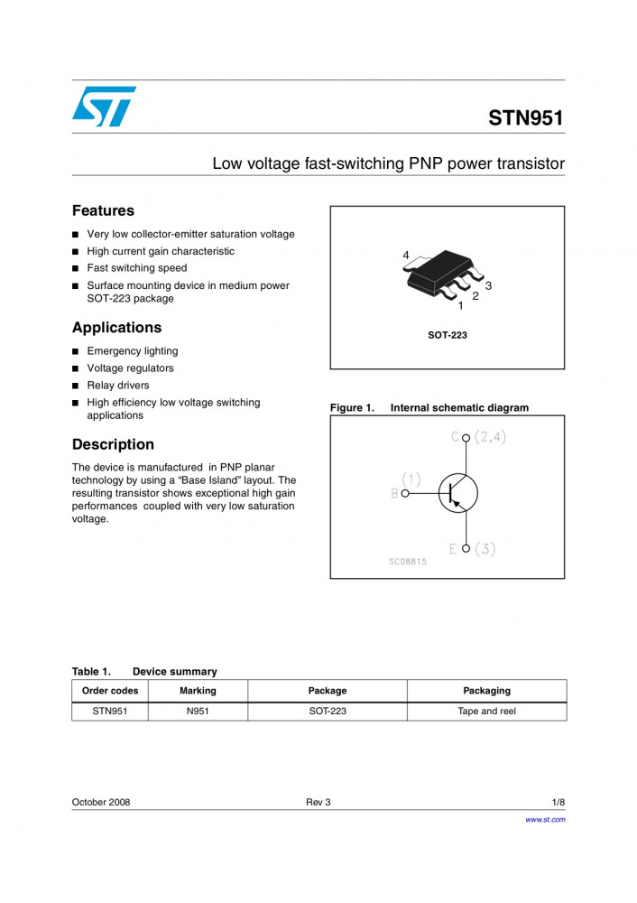 STN951 datasheet page 1