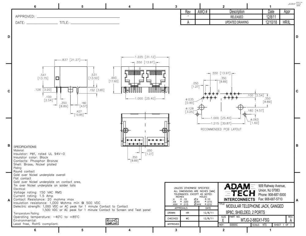 MTJG-2-88GX1-FSG product drawing