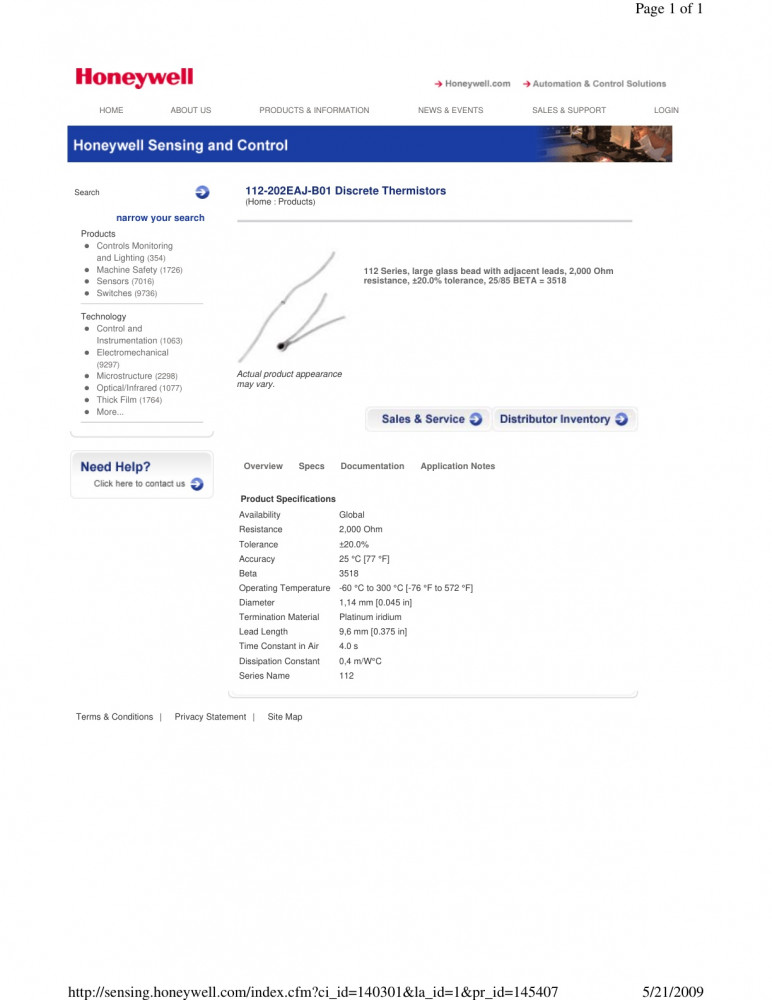 Honeywell 112-202EAJ-B01 technical document preview