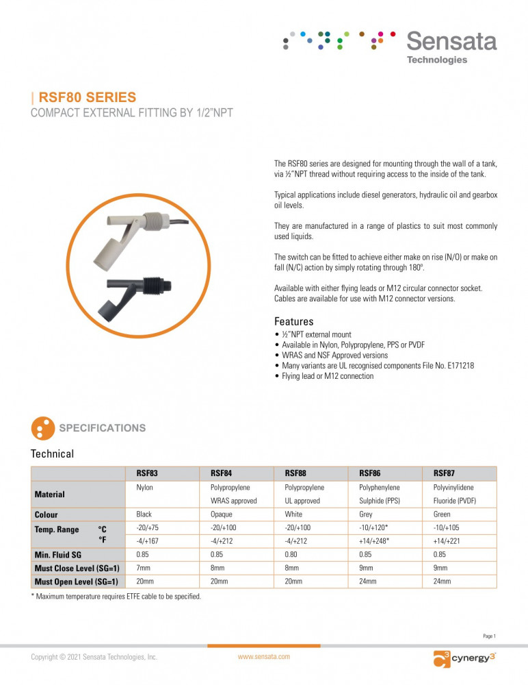 RSF80 series product overview