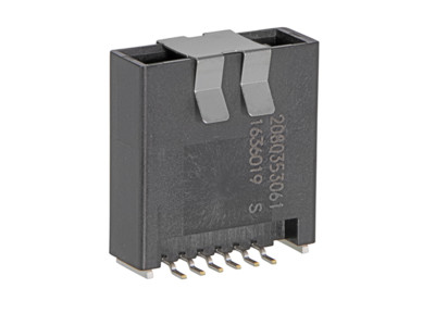 ConnTAK50 Header, Single Row, Vertical, Surface Mount, 6 Circuits, Key A, Black, with Pick-and-Place Tape for sale
