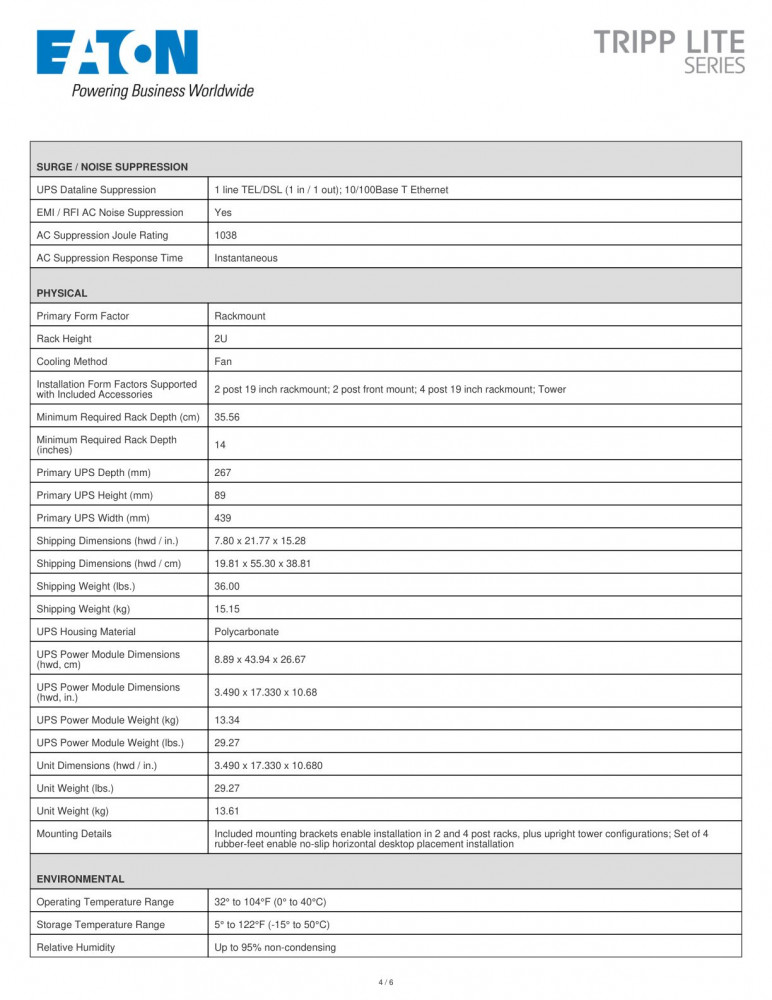 SMART1500LCDXL technical document page 4
