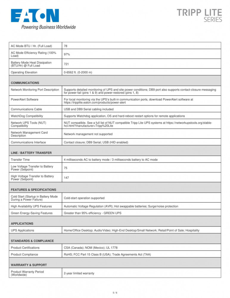 SMART1500LCDXL technical document page 5