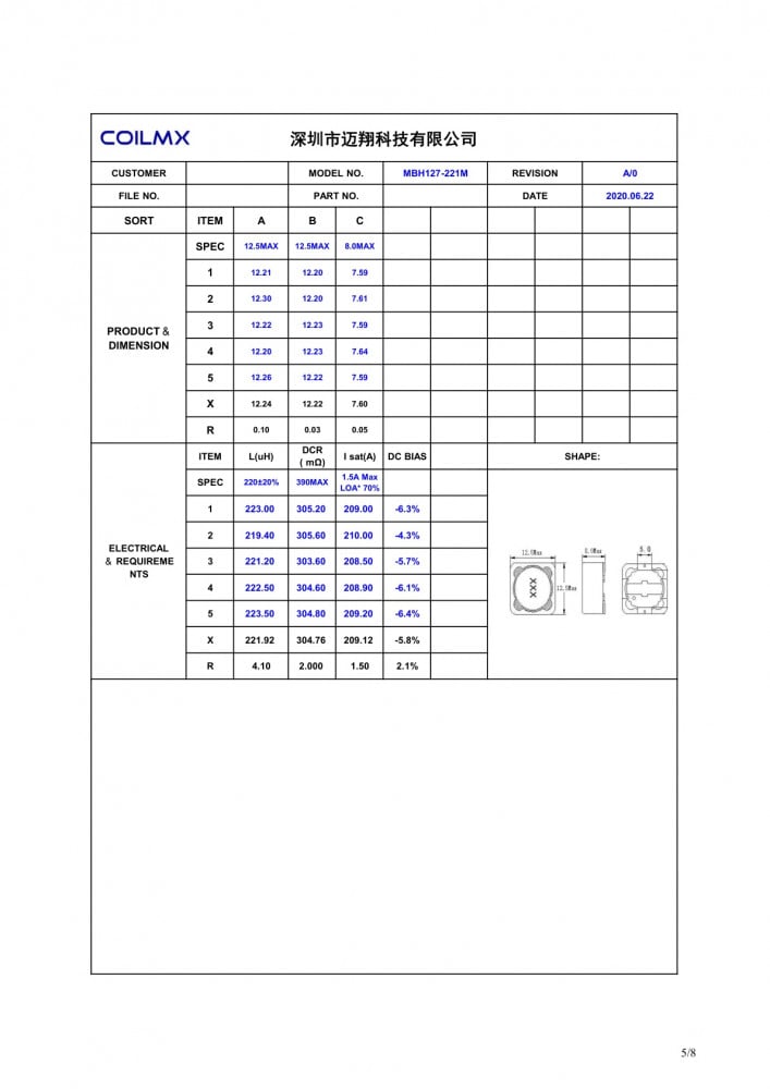 MBH127-221M specification page 5