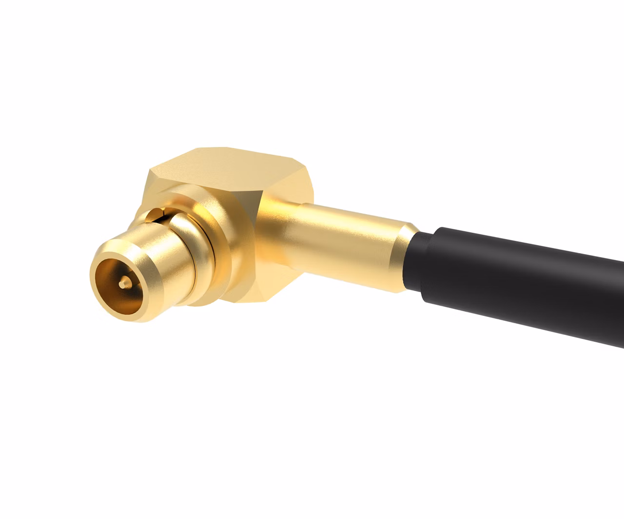 SMB Jack, Right-Angle, PCB Receptacle, Through Hole, Brass Body, Gold (Au) Plated, 50 Ohms