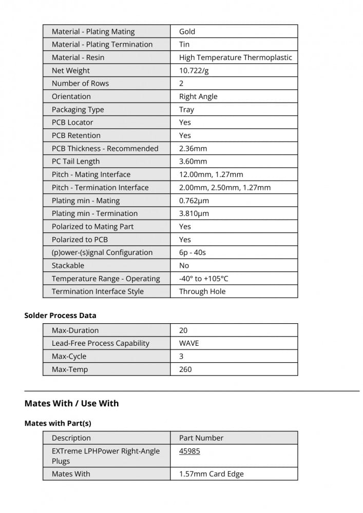Technical document page 3 for MOLEX 459846382