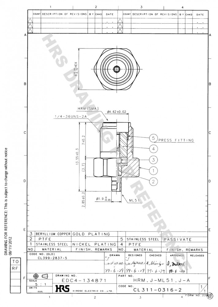 HRS HRM.J-ML51.J-A reference drawing page