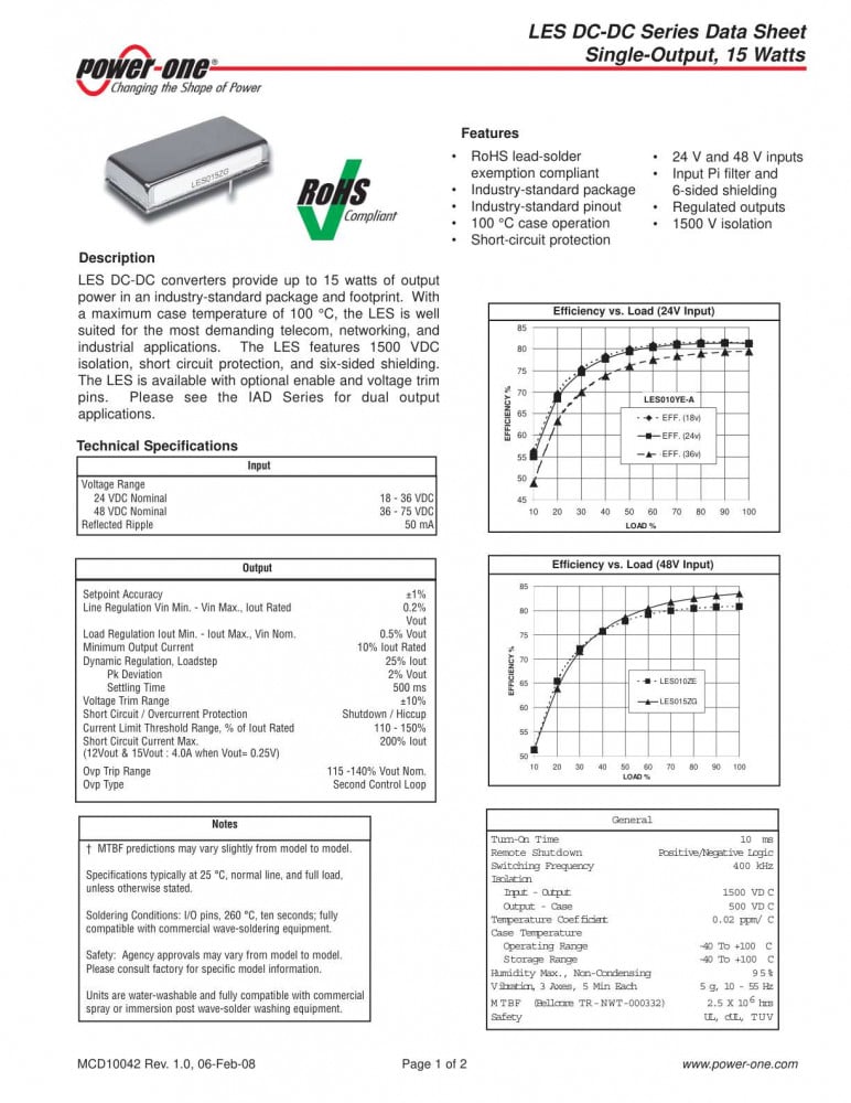 LES series technical datasheet page 1