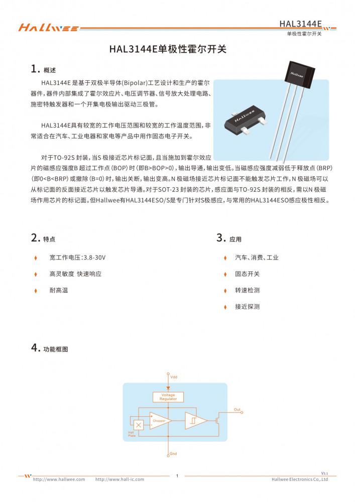 HAL3144E datasheet page 1