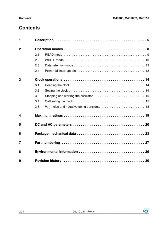 M48T08 datasheet page 2