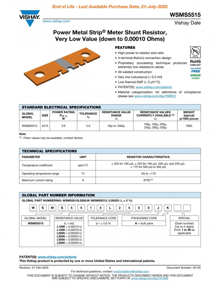 WSMS5515 series datasheet page 1