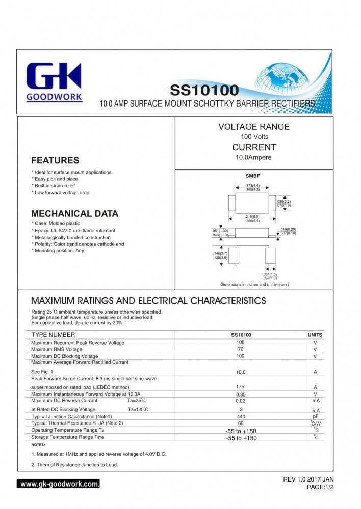 GOODWORK SS10100 datasheet page 1