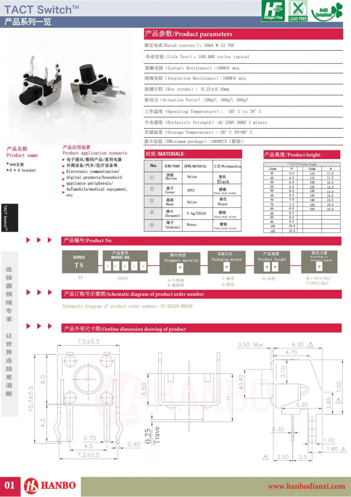 Hanbo Electronic TS-KG02N-BB80F technical document page 1