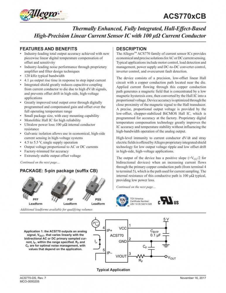 ACS770 datasheet page 1