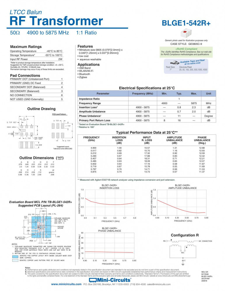 BLGE1-542R+ Mini-Circuits product datasheet page