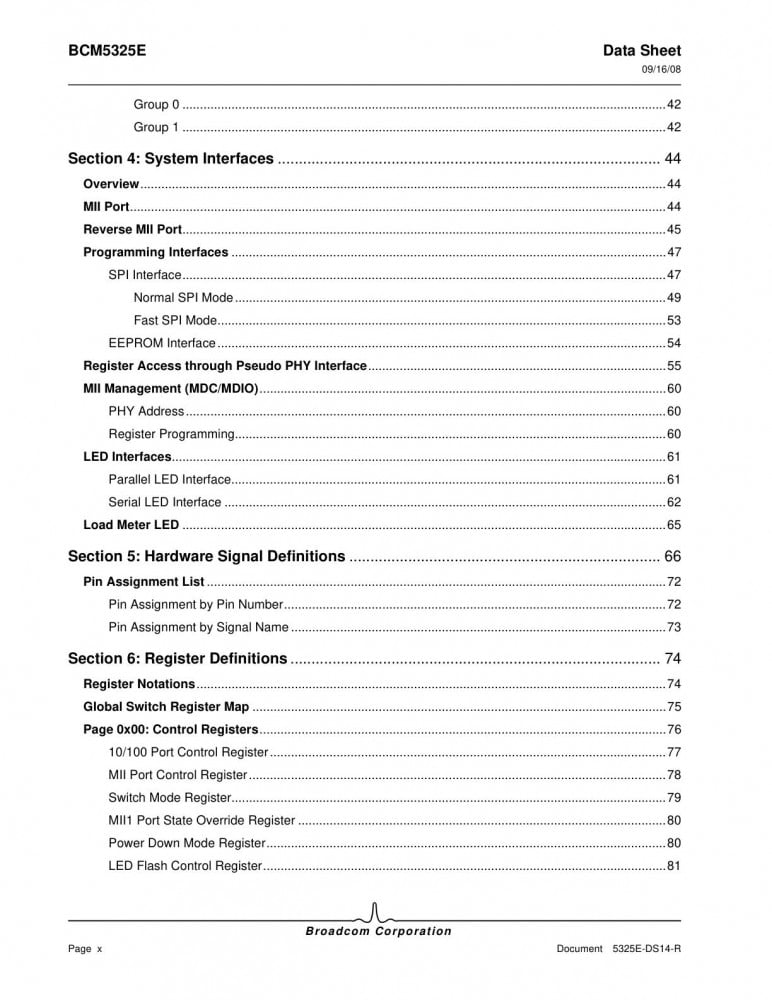 BCM5325E datasheet page 10