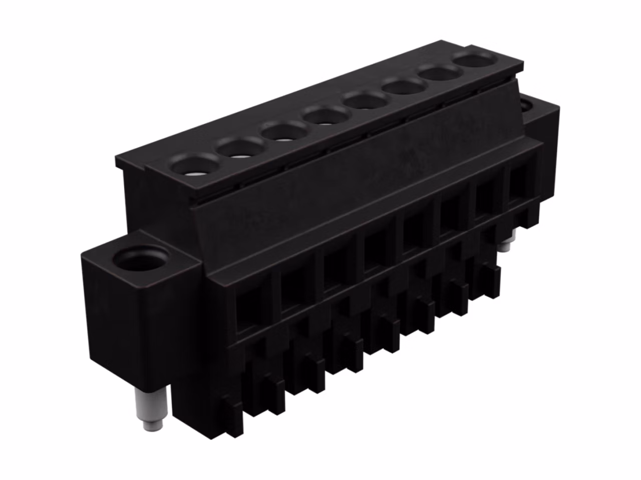 3.81mm Pitch Eurostyle Vertical Plug, with Retention Screws and Standard Imprinting, Front Wire Entry, Gold (Au) Plated, Black, 8 Circuits for sale