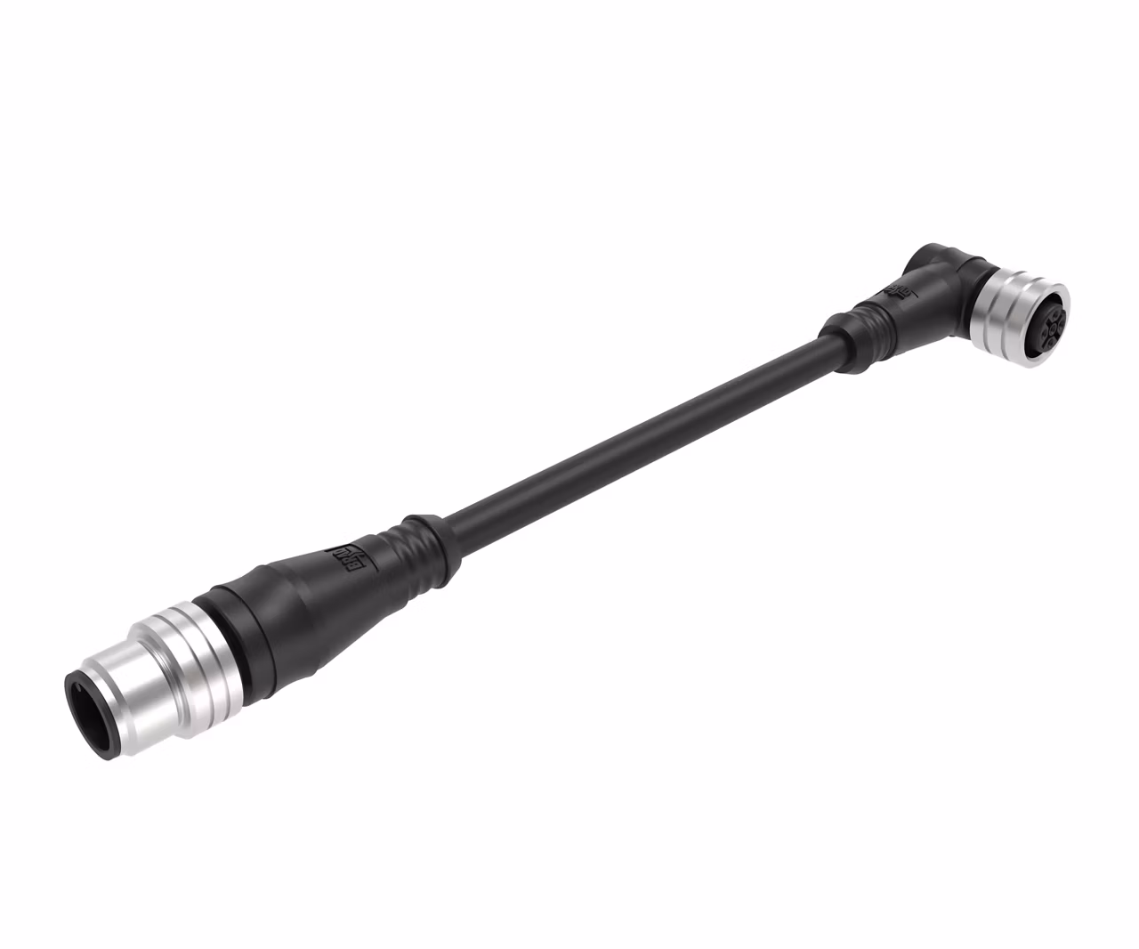 Ultra-Lock (M12) Double-Ended Cordset, 3 Poles, Female (Straight) to Male (90°), 22 AWG, TPE Cable, 1.0m (3.28') Length