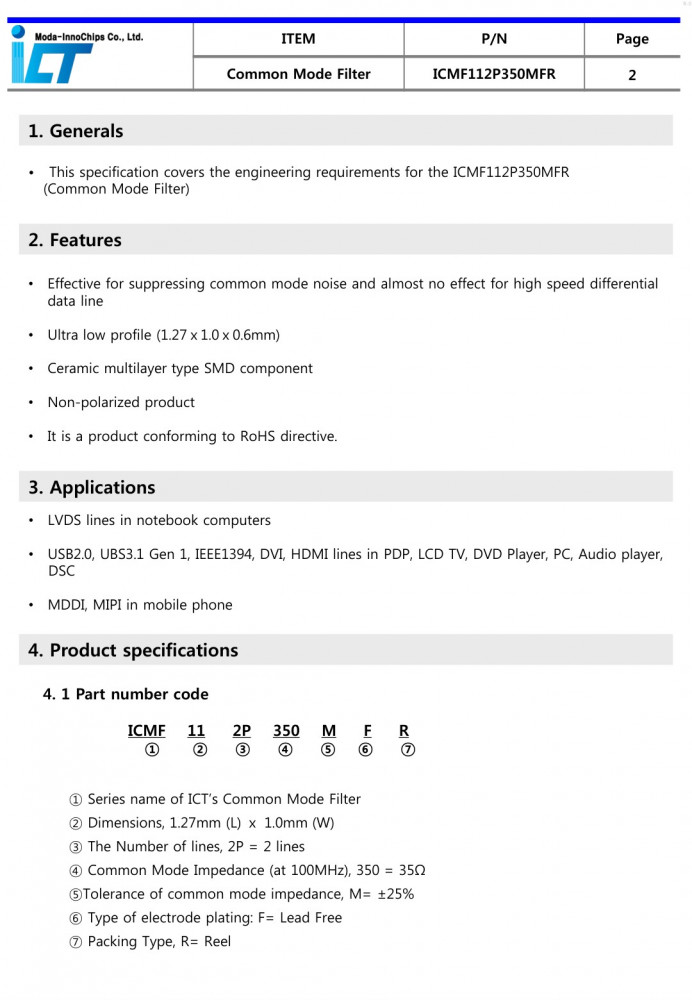 ICMF112P350MFR datasheet page 2